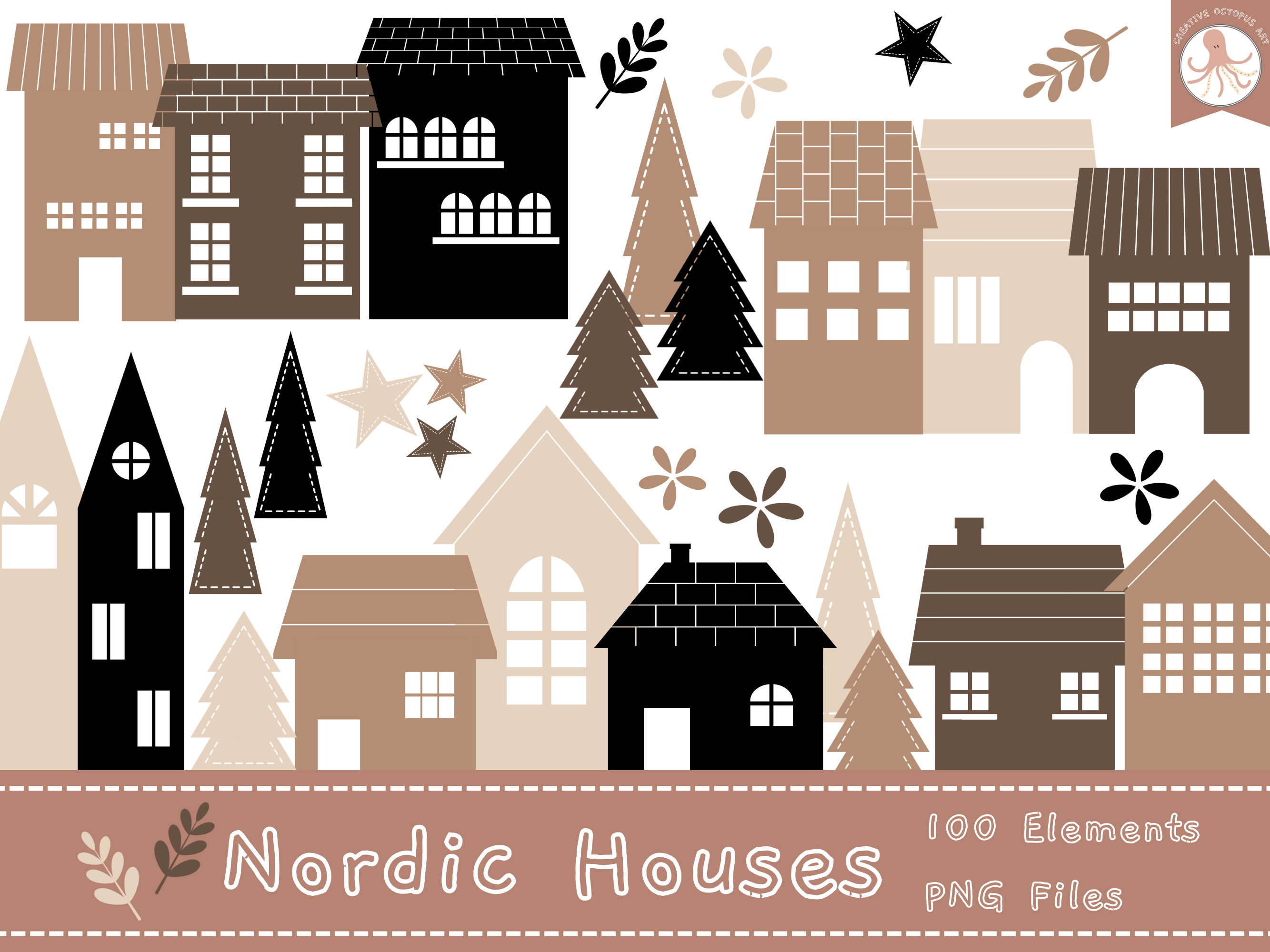 Nordic Houses Clipart | Scandinavian Houses Clipart | Christmas Village ...