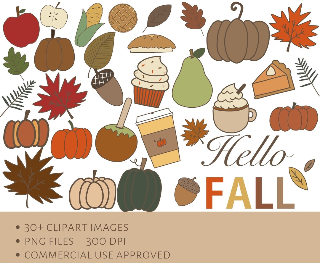 Fall Clipart, Commercial Use, Autumn Illustration, Instant Download ...