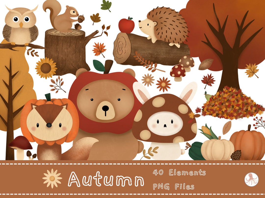 Autumn Woodland Animals Fall Clipart Cute Woodland Animals Autumn ...