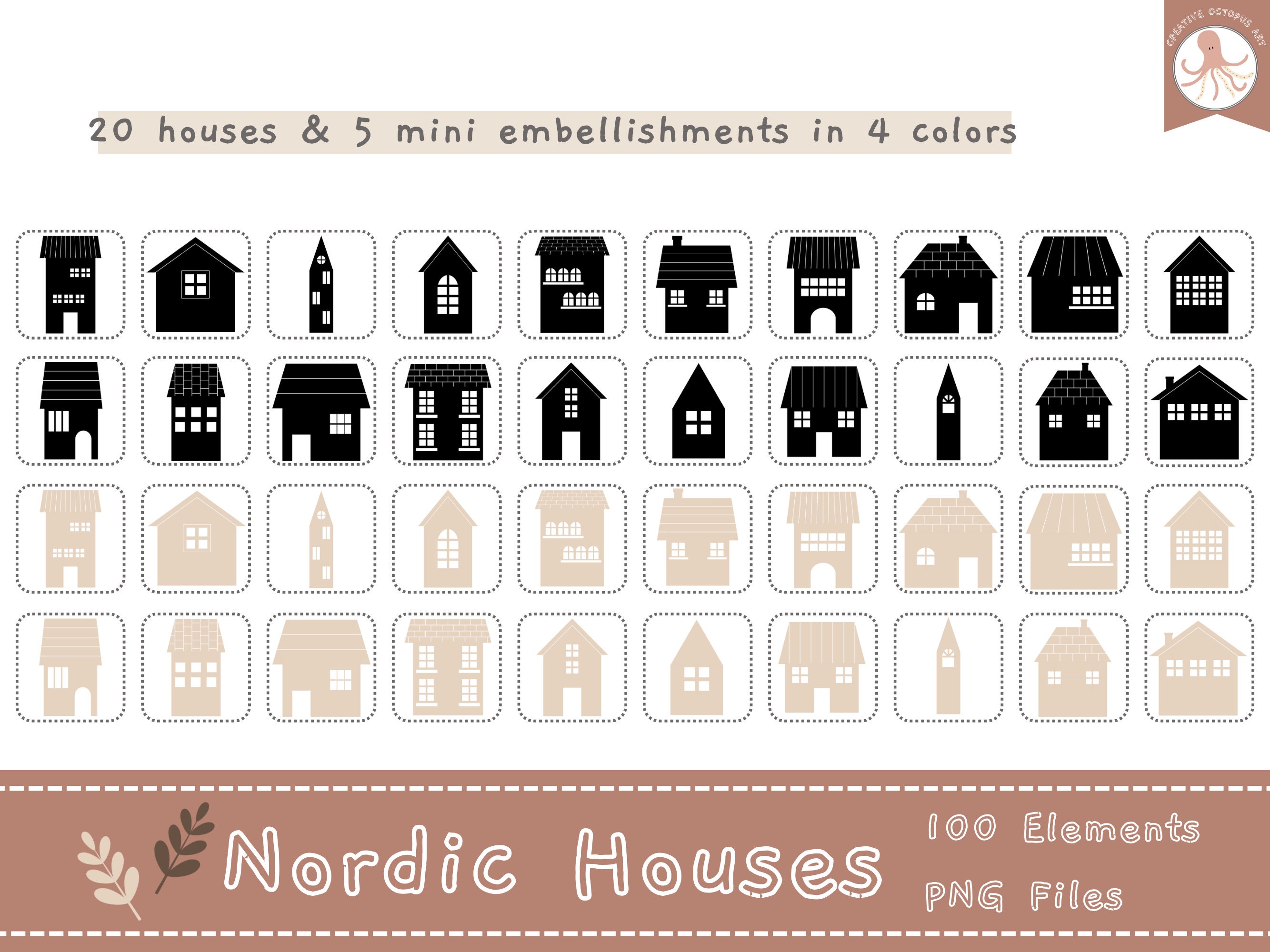 Nordic Houses Clipart | Scandinavian Houses Clipart | Christmas Village ...