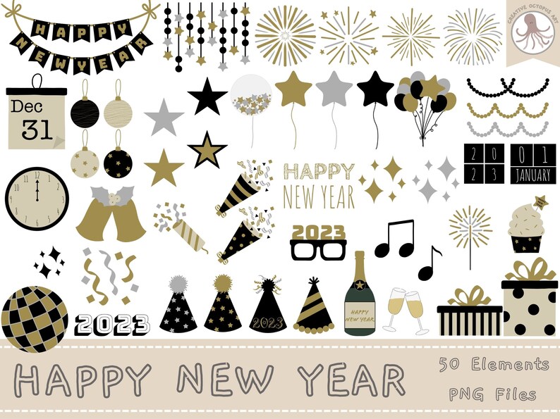 Happy New Year PNG | New Year Clipart | New Year Png | Party PNG | New ...