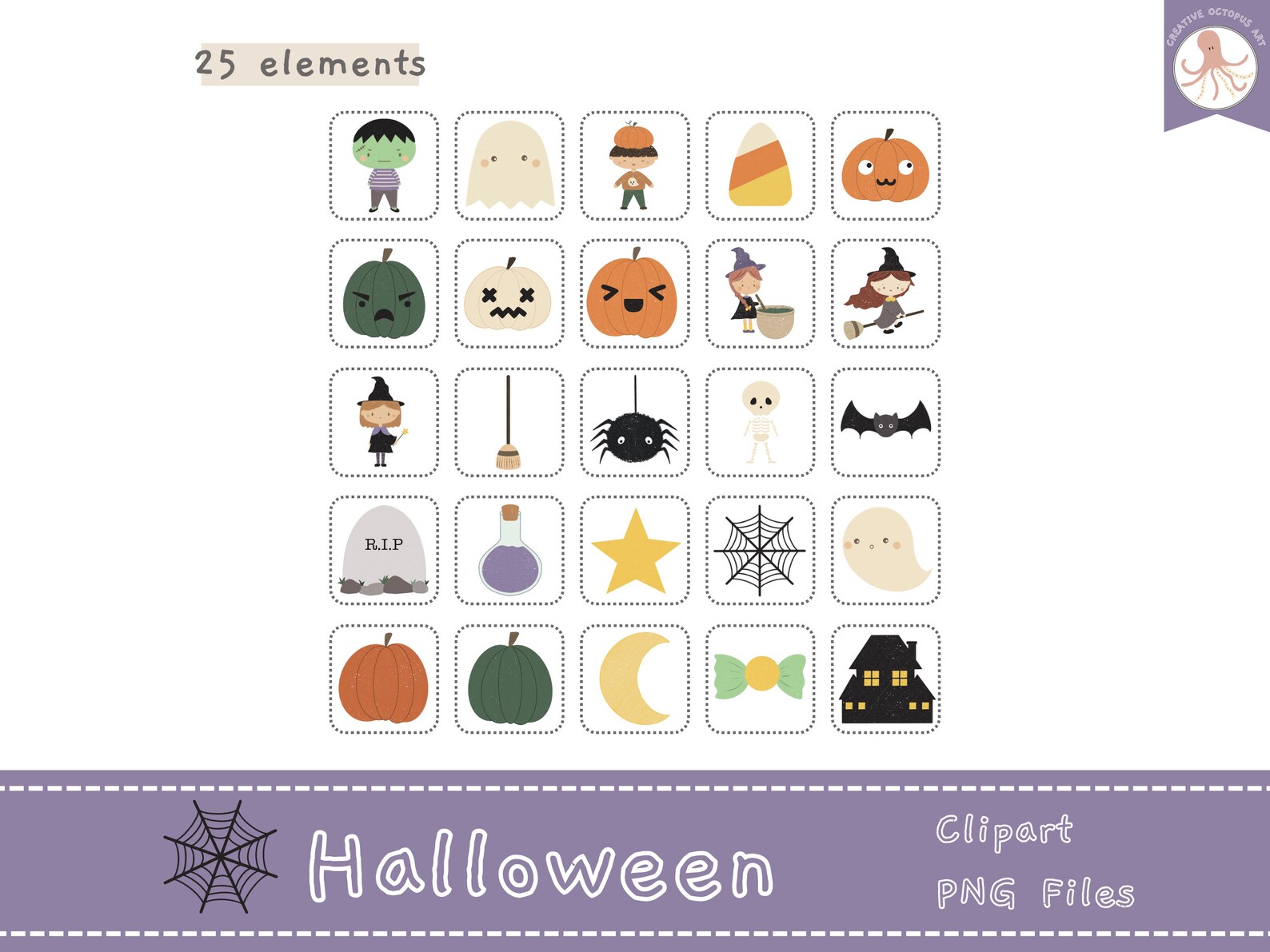 Spooky Halloween Clipart Set Cute Halloween Clipart Kawaii - Etsy