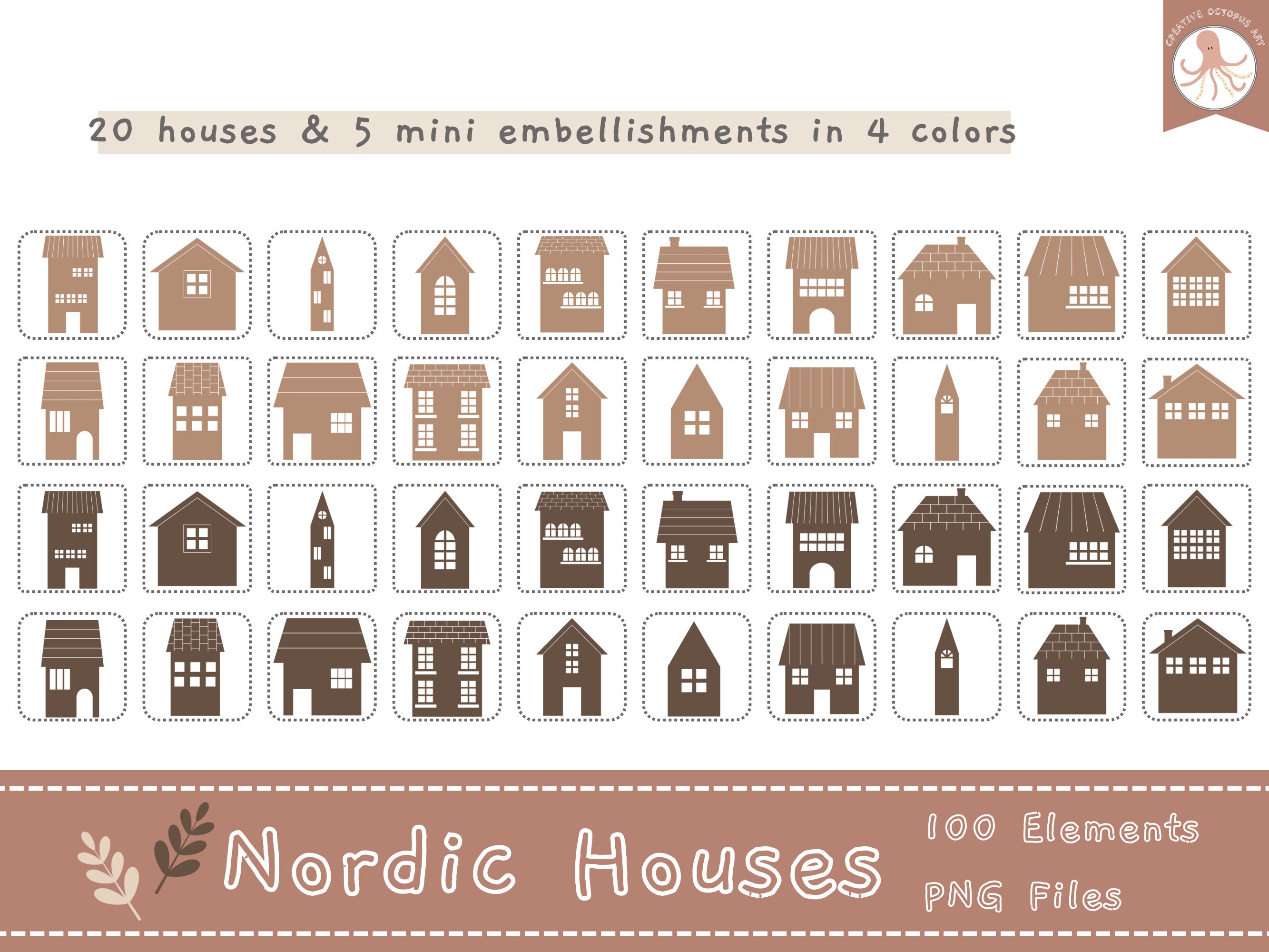 Nordic Houses Clipart | Scandinavian Houses Clipart | Christmas Village ...
