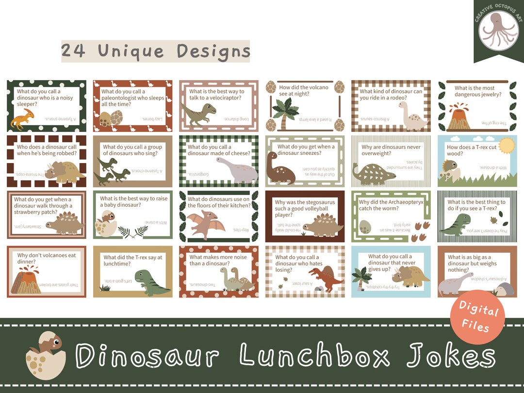 Dinosaur Lunchbox Jokes | Dinosaur Lunchbox Notes | Lunch Box Jokes for ...