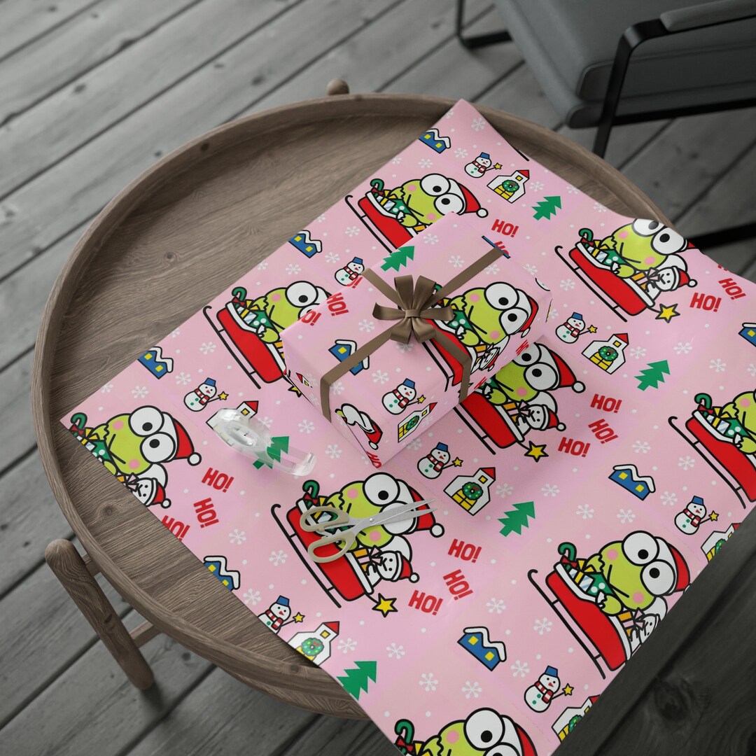 Retro Keroppi Frog Kitty Christmas Wrapping Paper Holiday Present Gift ...