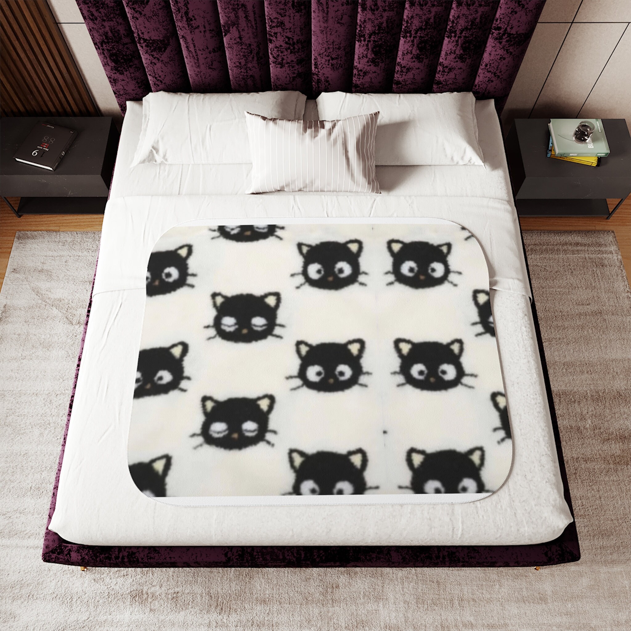 Retro Merry Chococat Kitty Cat Christmas Holiday Throw Blanket Cozy ...
