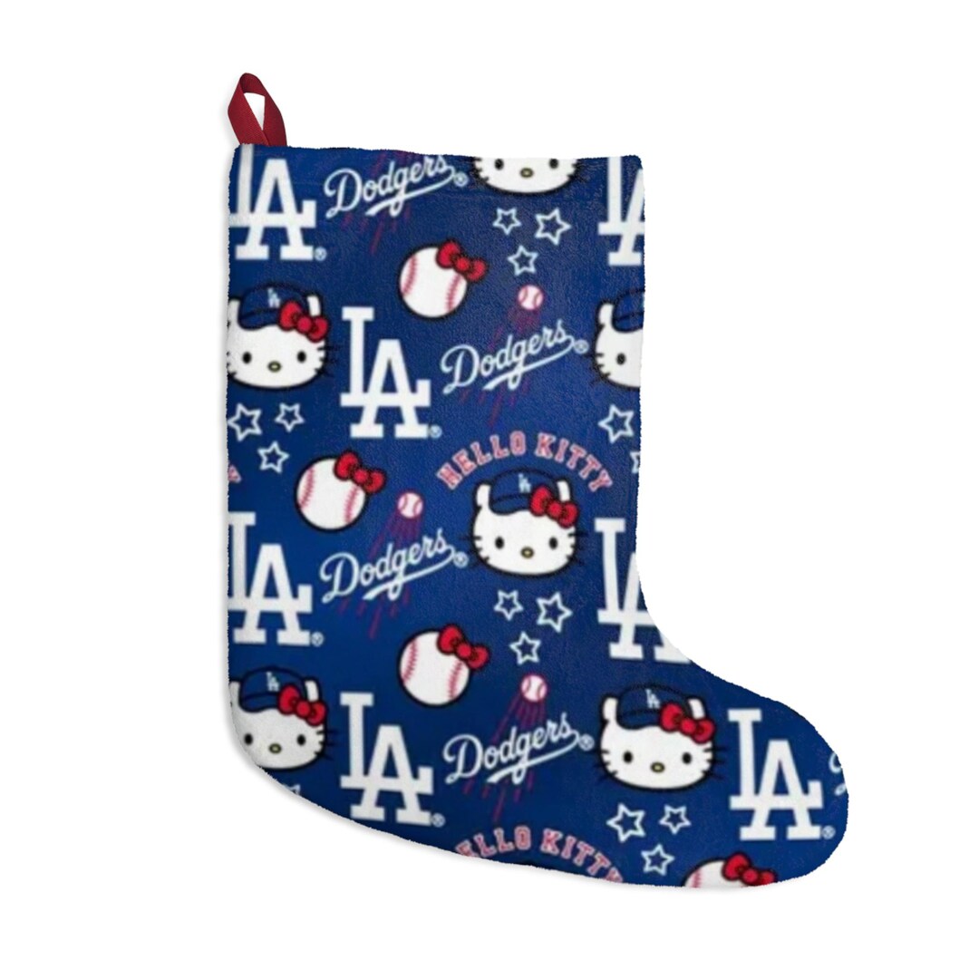 Retro LA Dodgers Kitty Baseball MLB Pink Christmas Cat Holiday Dorm ...