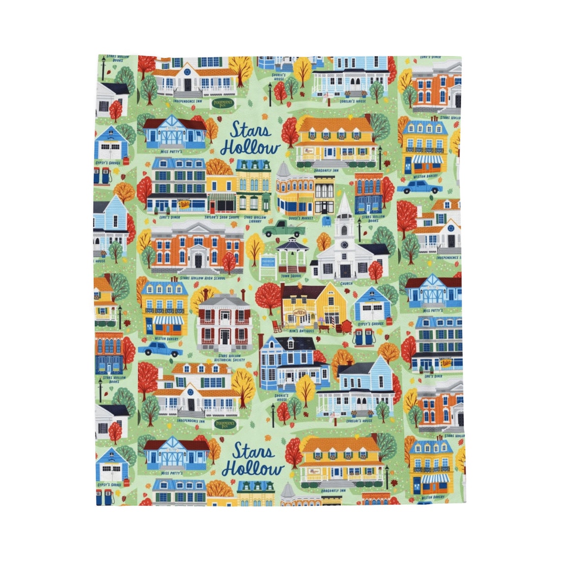 Merry Gilmore Girls Stars Hollow Map Blanket Rory Lorelei Lukes Chilton ...