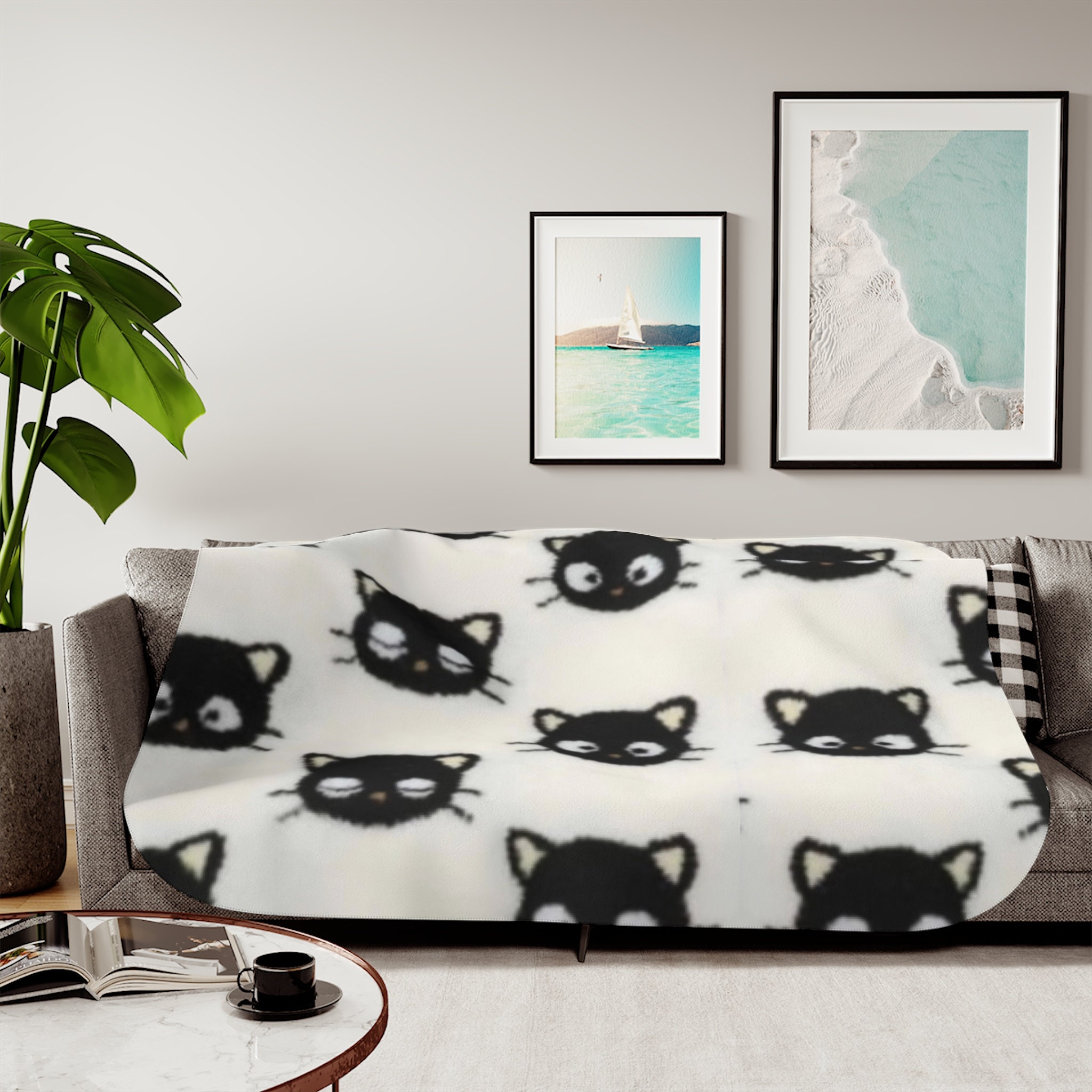 Retro Merry Chococat Kitty Cat Christmas Holiday Throw Blanket Cozy ...