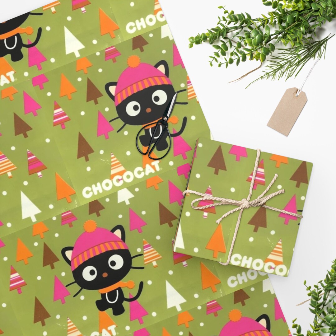 Retro Chococat Kitty Christmas Pretty Wrapping Paper Holiday Present ...