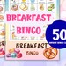 50 Breakfast Bingo Cards Printable Game, Sunday Brunch Bingo Board Game ...