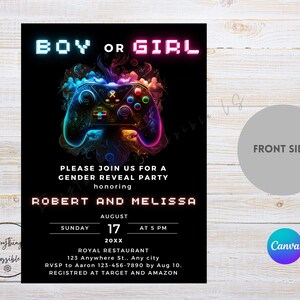 Neon Gamer Gender Reveal Invitation: Gaming Baby Shower (digital ...