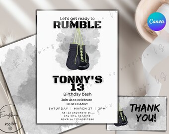 Boxing Ticket Invitation, Knockout Invite, Boxing Birthday Party ...