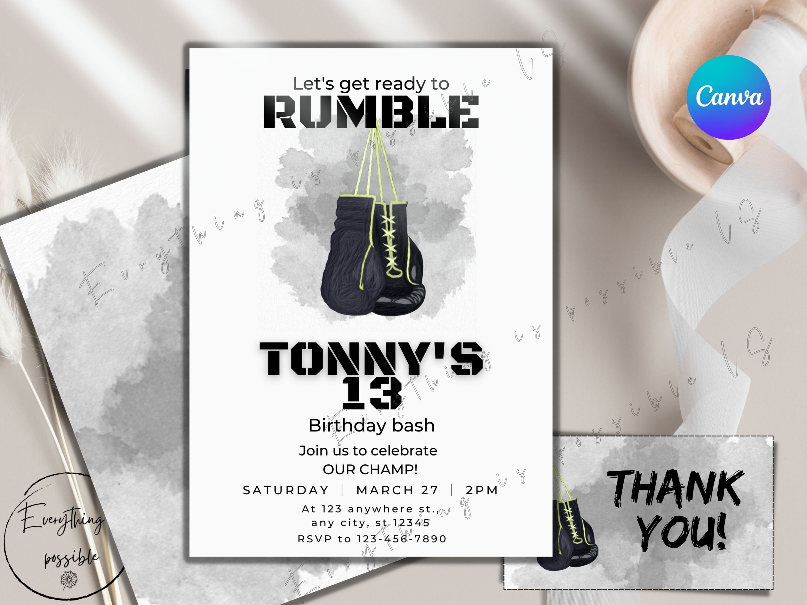 Boxing Birthday Digital Invitation - Boxing Party Text Invite Template ...