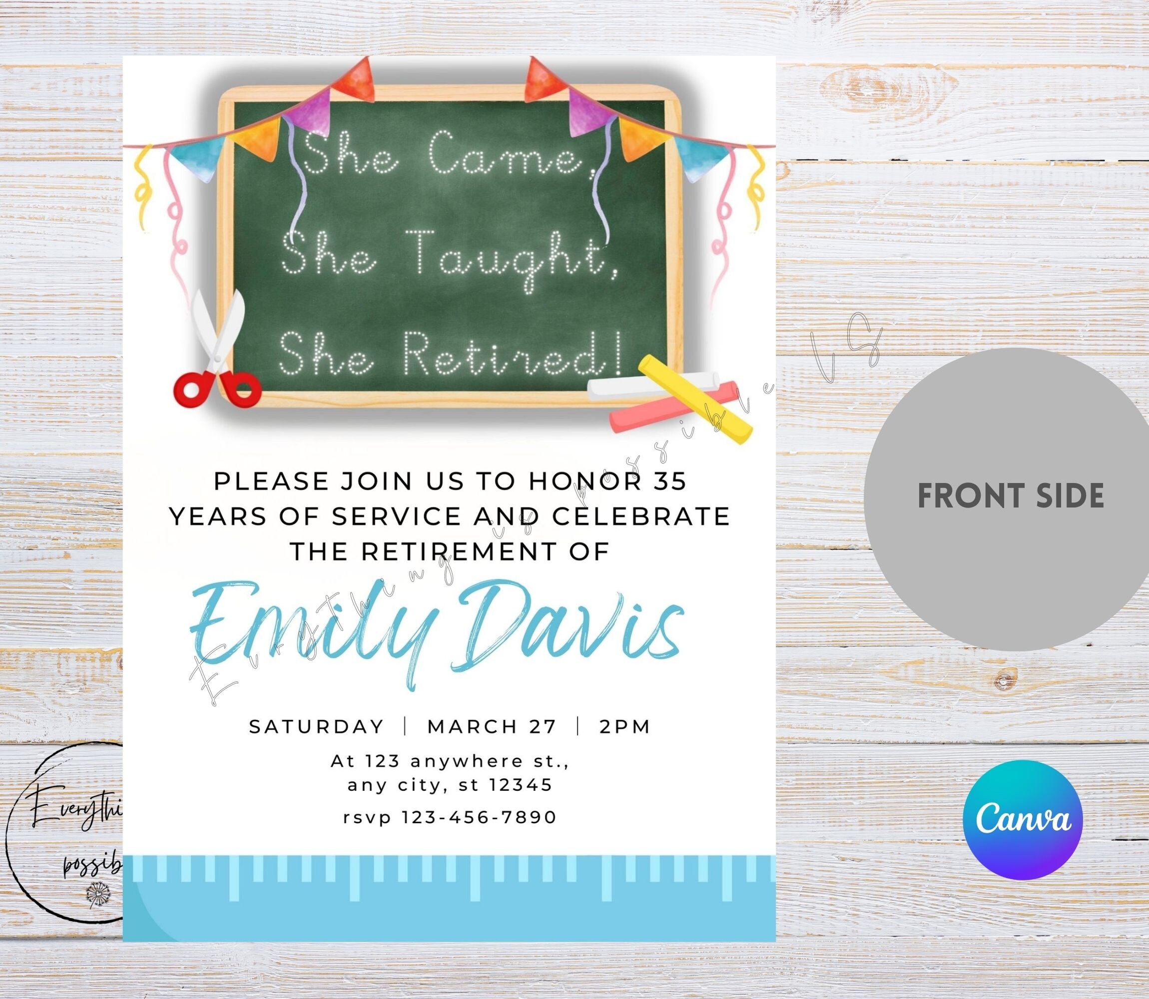 Teacher Retirement Party Invitation: Educator Celebration (digital ...