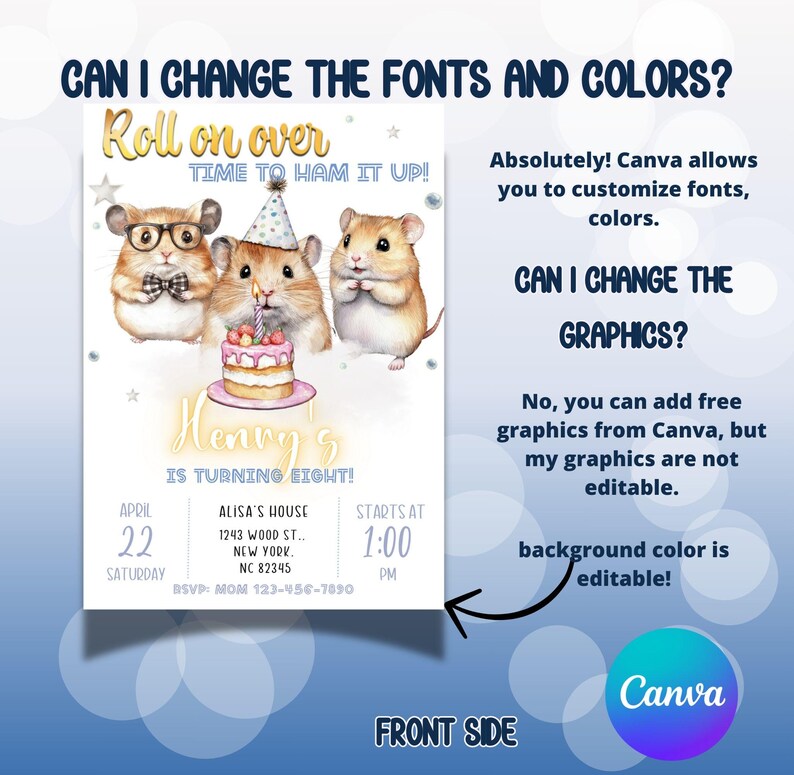 Editable Hamster Birthday Invitation: Pet Adoption Party (digital ...