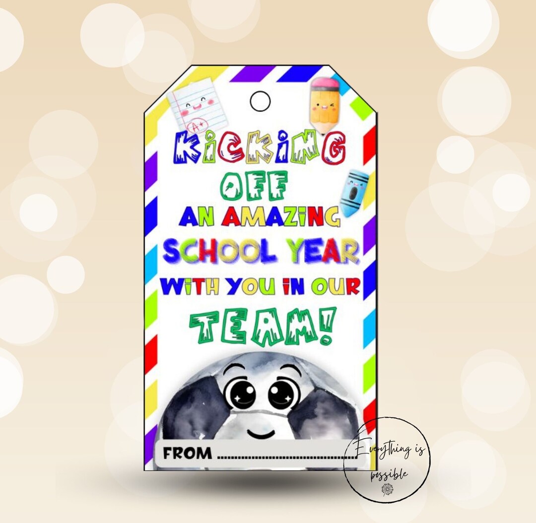 Soccer First Day of School Tag Back to School Label School Gift Tag ...