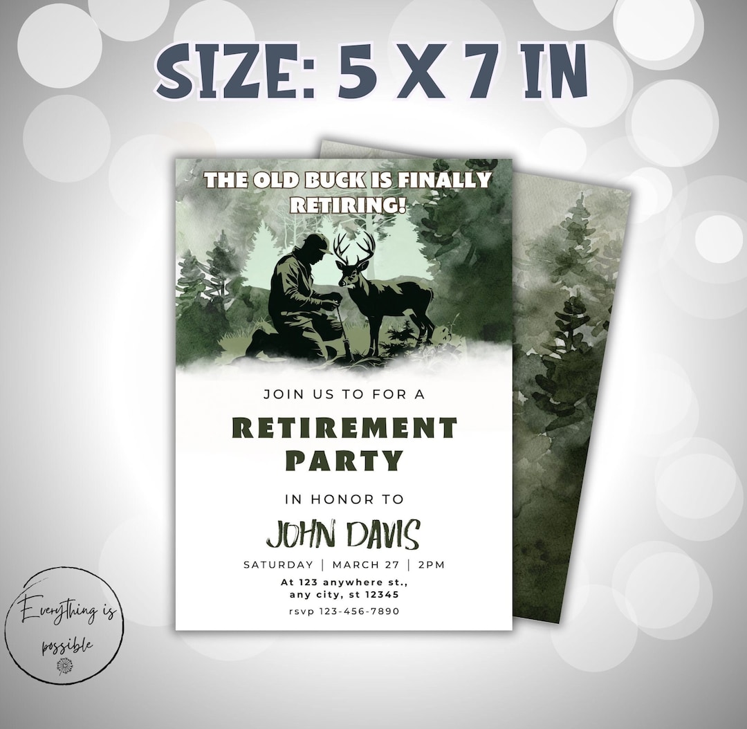 Editable Hunter RETIREMENT Party Invitation, Fisherman Retirement Bash ...