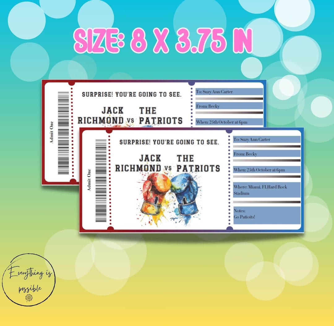 Surprise Boxing Ticket Template for Christmas Gift, Customizable and ...