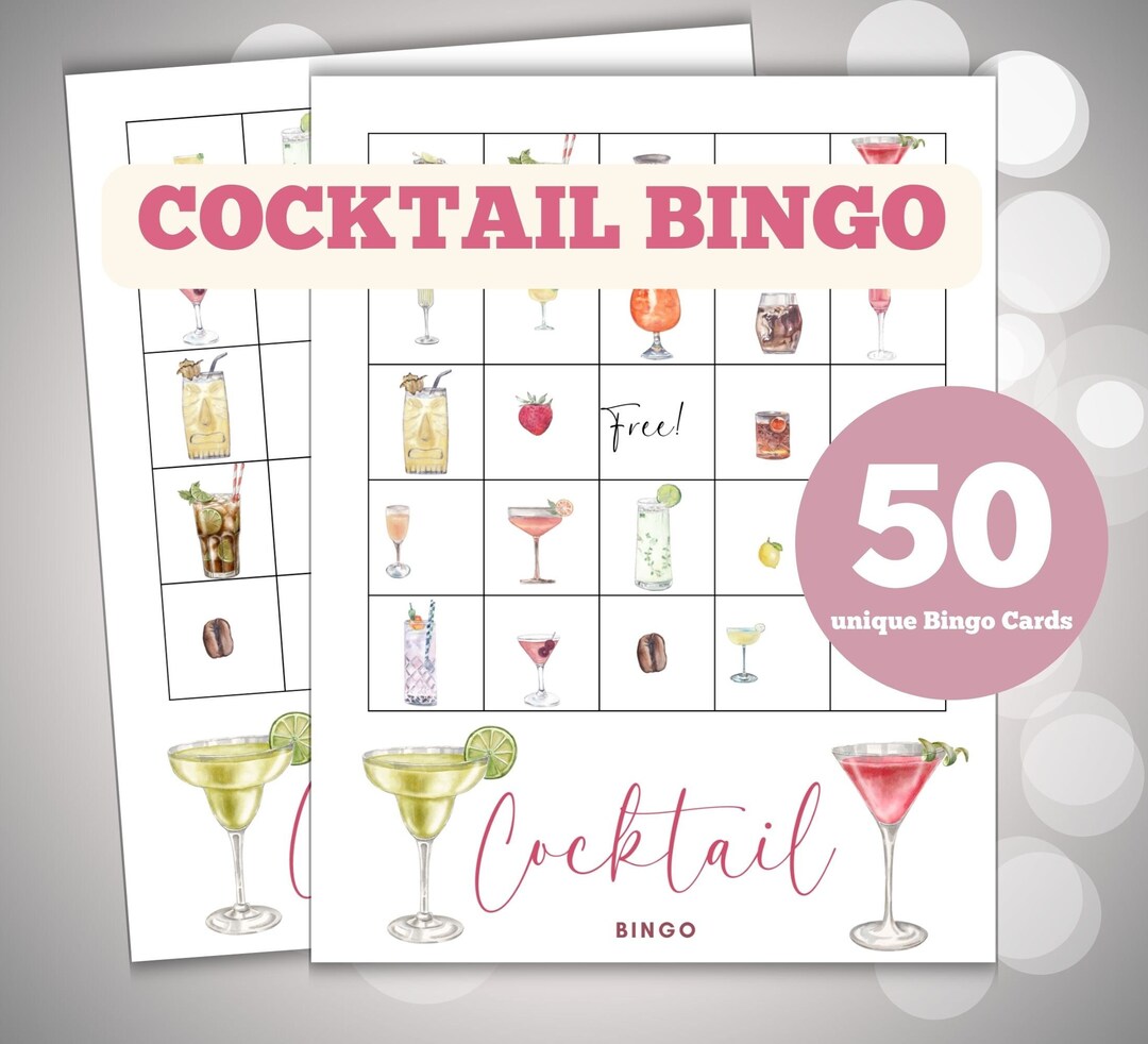 Bachelorette Bingo, 50 Bridal Shower Bingo Cards, Printable Girls Night ...