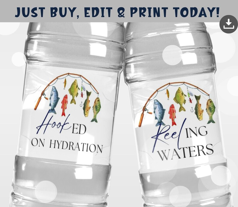 Fishing Baby Shower Water Bottle Labels: Pond Theme (editable Printable ...