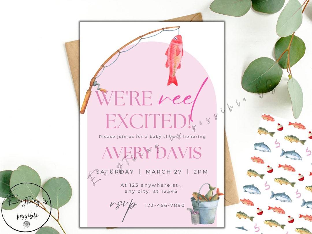 Fishing Baby Shower Invitation: Reel Excited Girl (digital Download) - Etsy