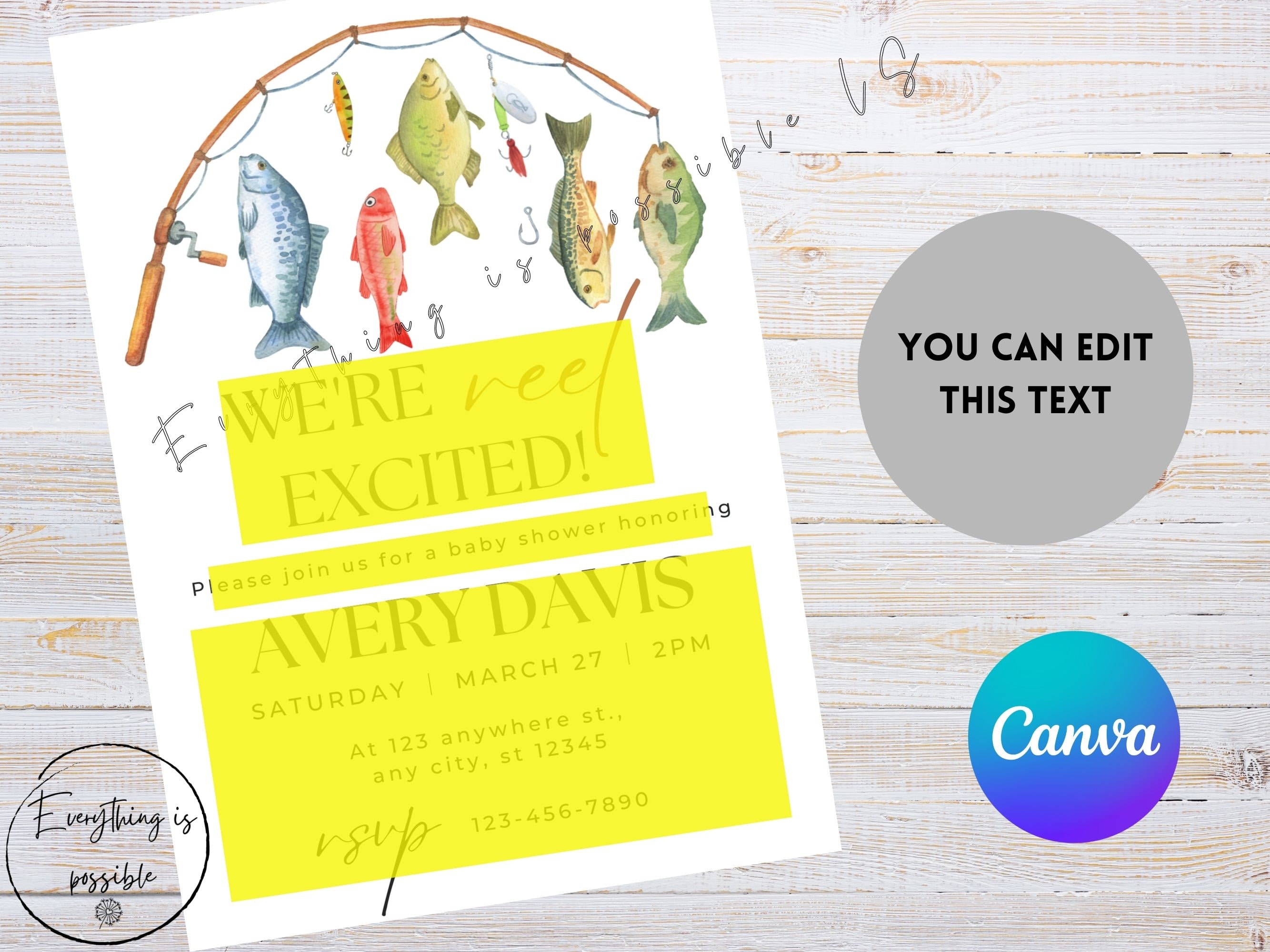 Fishing Baby Shower Invitation: Reel Excited Fish Invite (digital ...