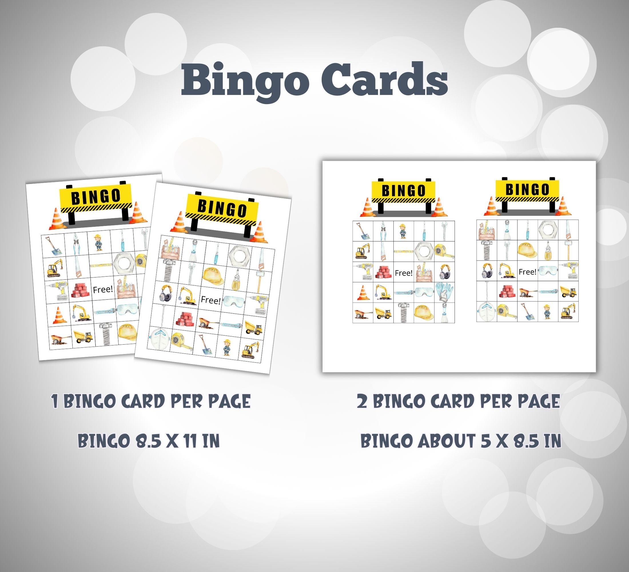 Construction Bingo for Kids, Construction Bingo Birthday Party ...
