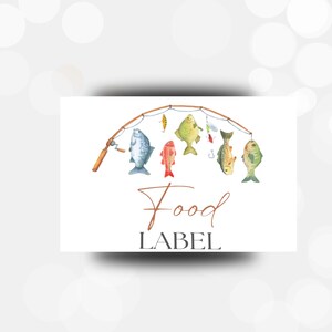 Editable Fishing Food Labels, Printable Birthday Place Cards Fisherman ...