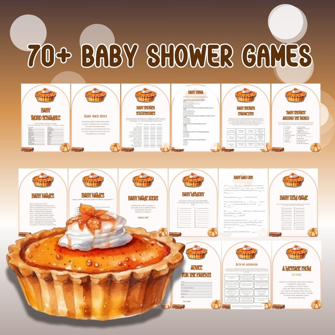 Printable Cutie Pie Baby Shower Games Set, Sweet as Pie Baby Shower ...