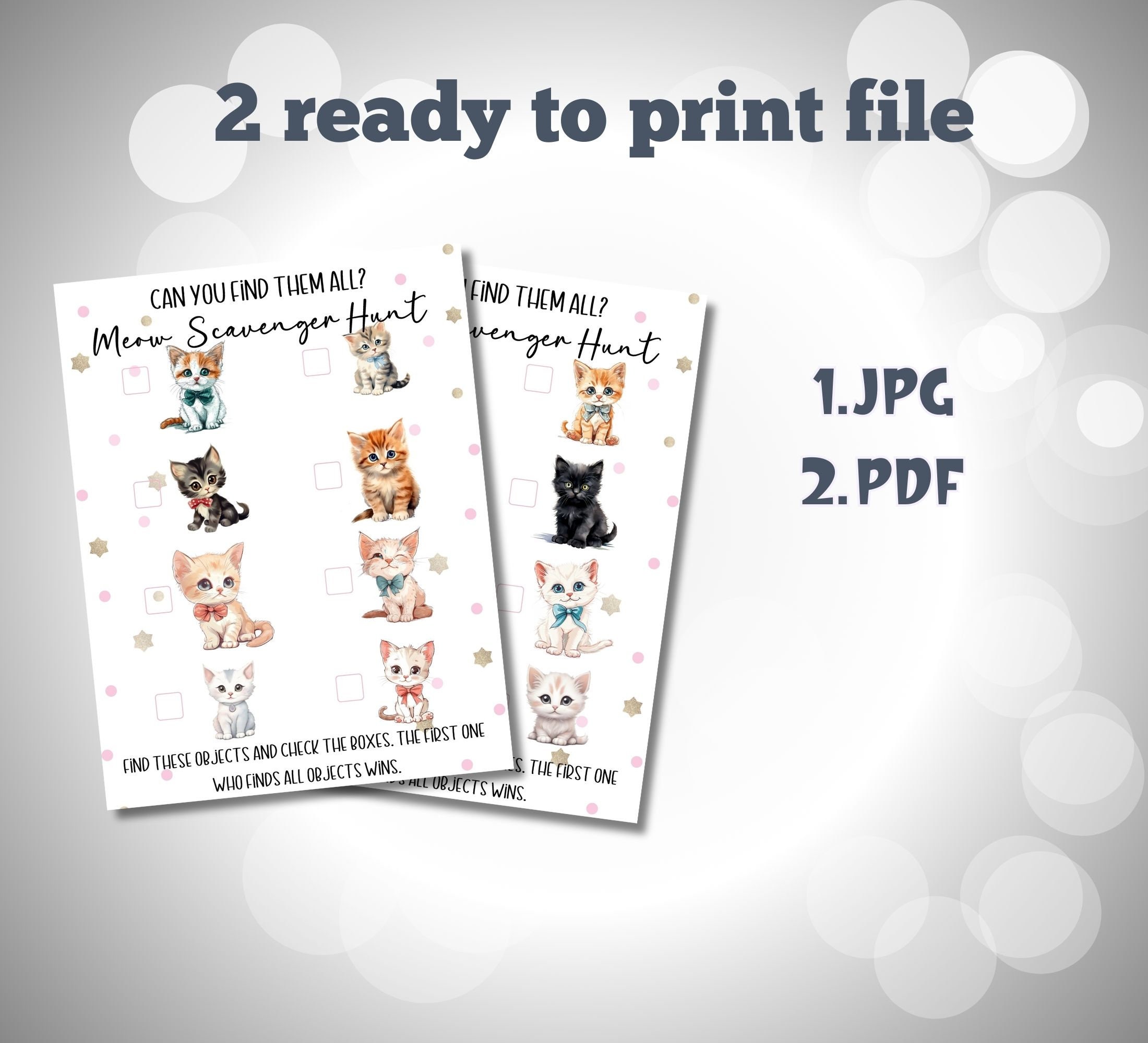 Kitten Birthday Scavenger Hunt for Kids, Printable Toddler Preschool ...