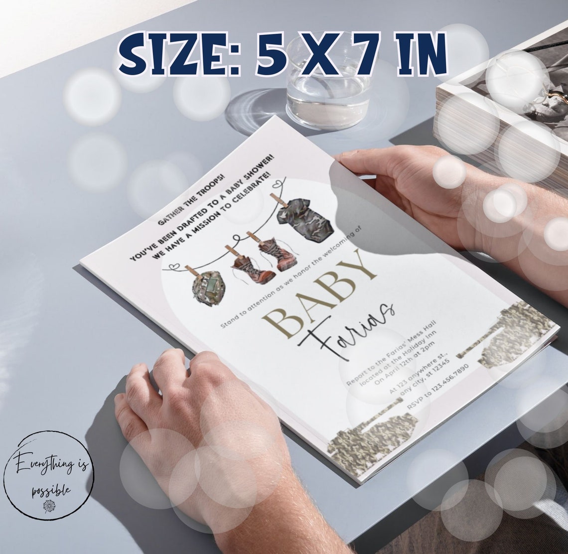 Military Baby Shower Invitation, Army Themed Baby Shower Invite, Camo ...