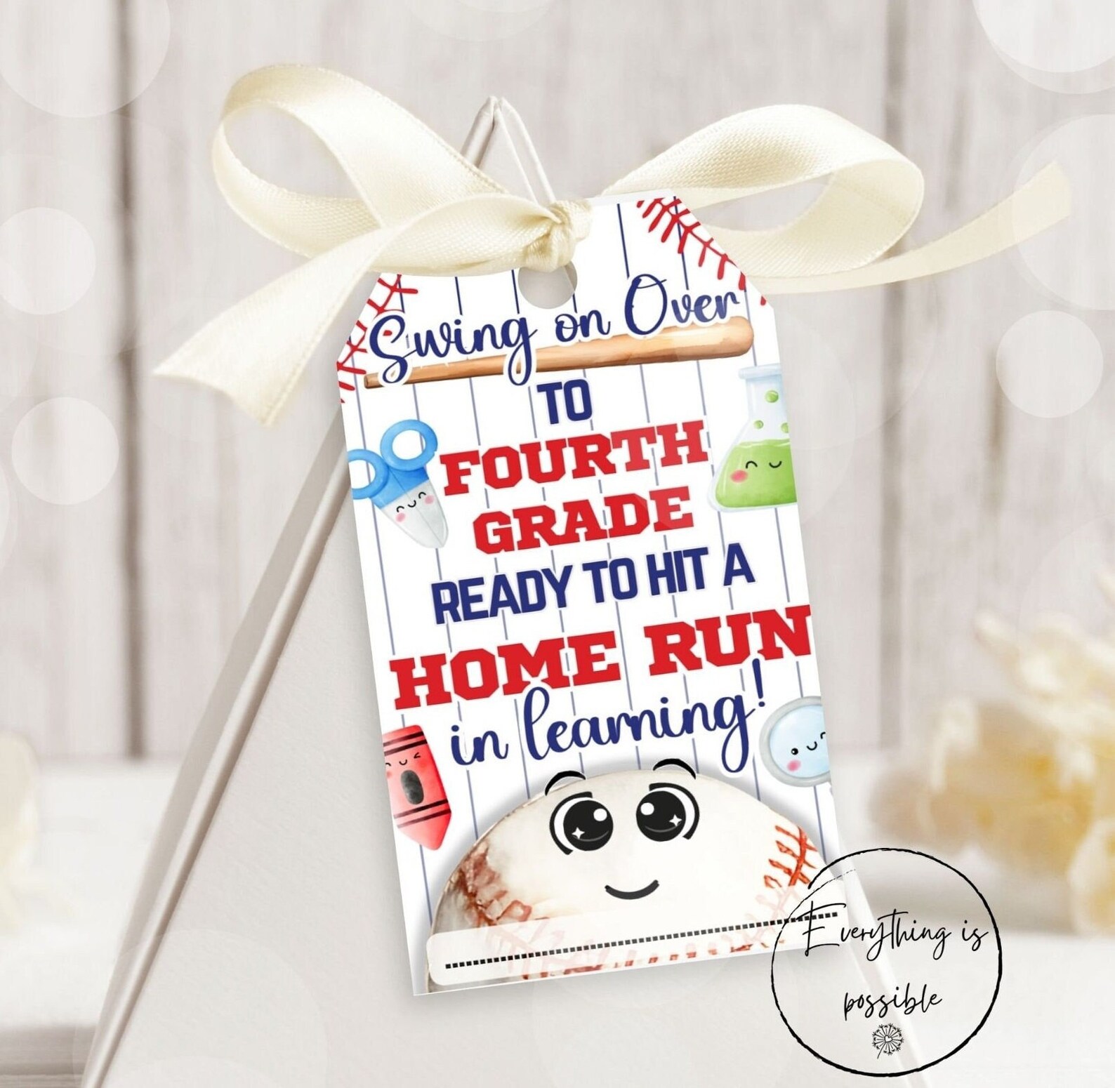 Baseball First Day of Fourth Grade Tag, 4th Grade Teacher Gift, 4th ...