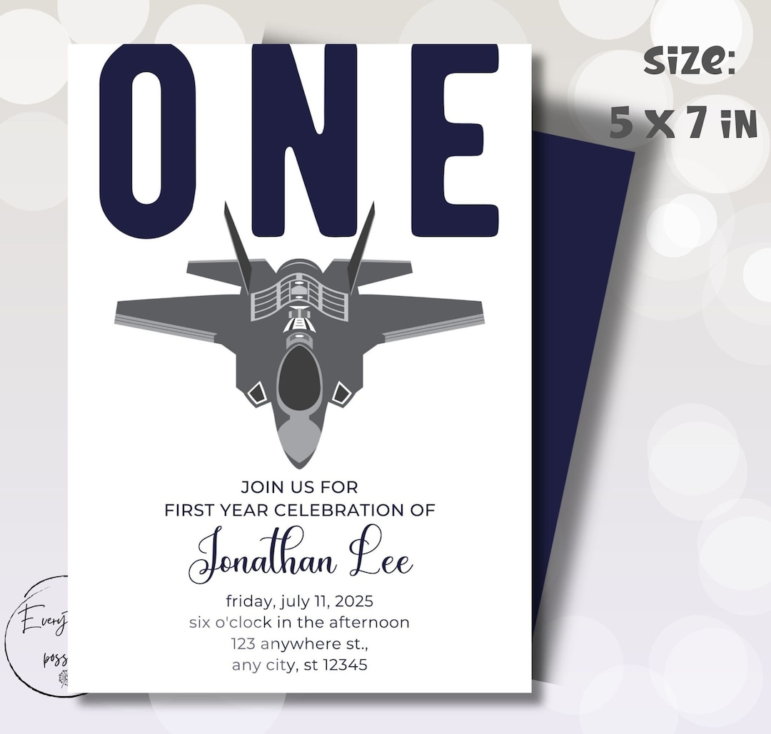 Air Force Birthday Invitation: Pilot First Birthday, Editable Printable ...