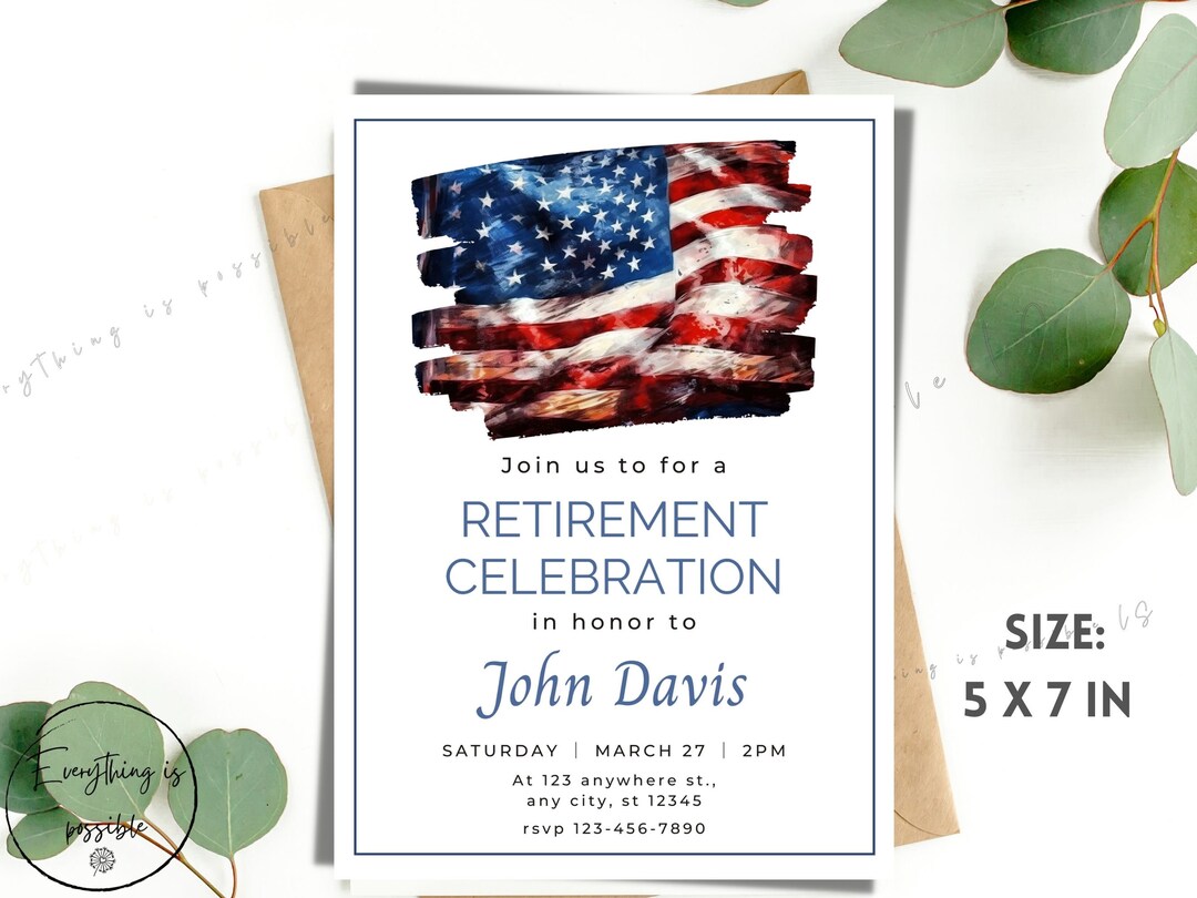 Military Retirement Party Invitation, Digital Download Retirement ...