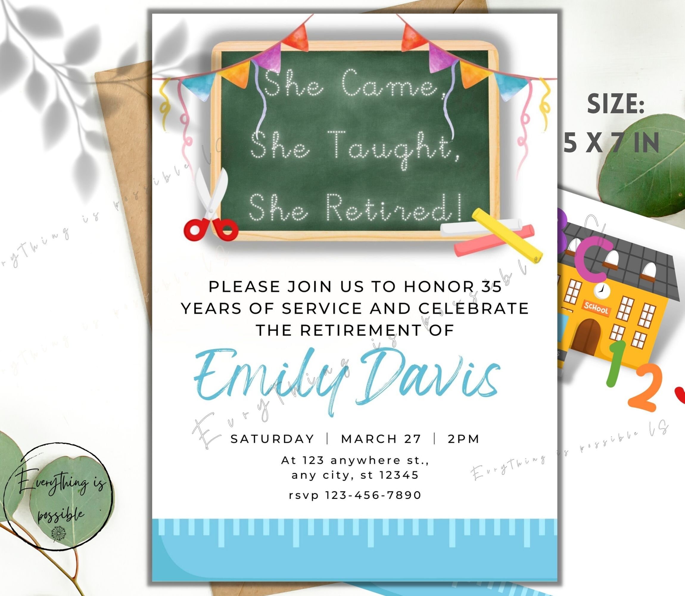 Teacher Retirement Party Invitation: Educator Celebration (digital ...