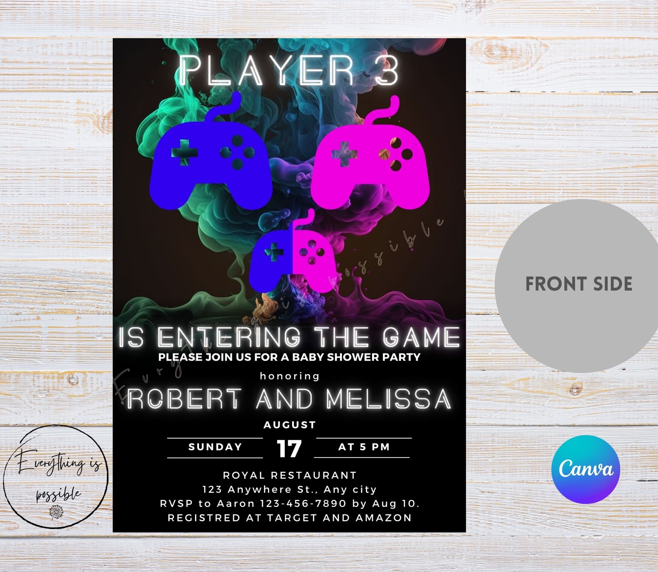 Neon Gamer Gender Reveal Invitation: Gaming Baby Shower (digital) - Etsy