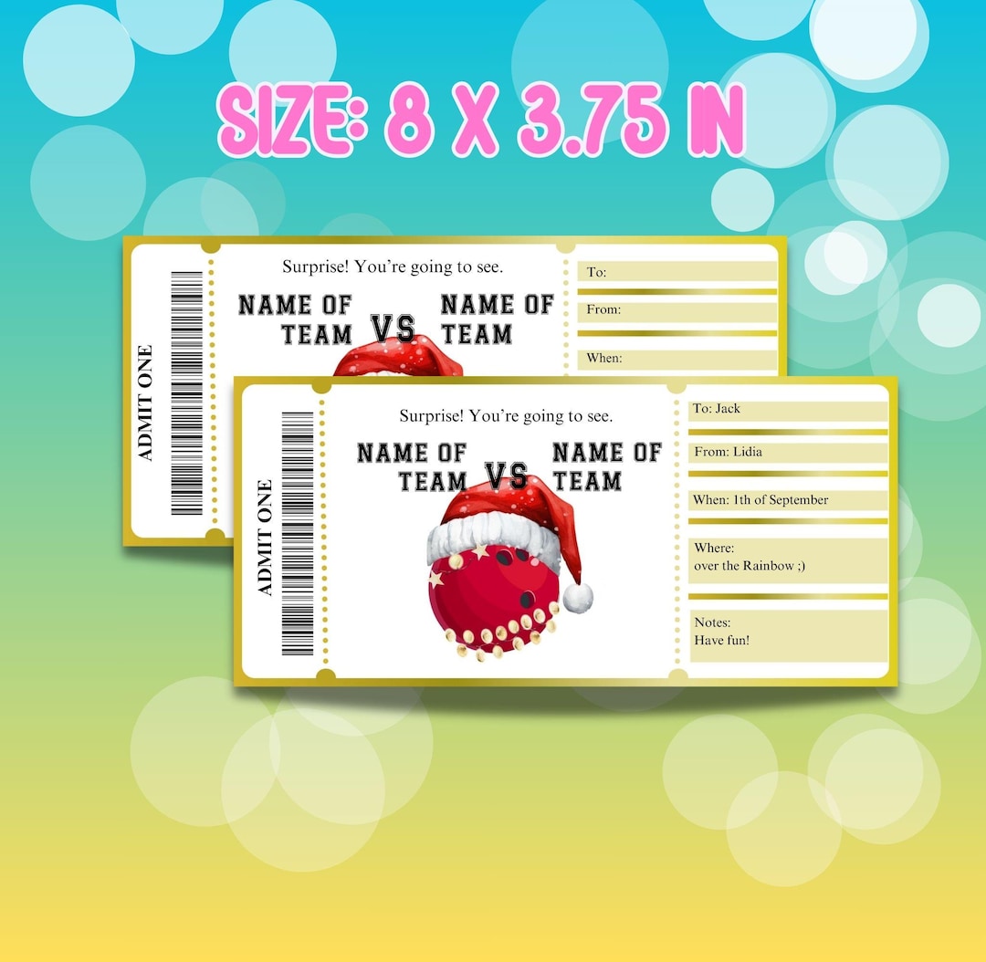 Bowling Ticket Gift Certificate, Surprise Bowling Ticket Template ...