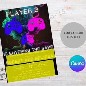 Neon Gamer Gender Reveal Invitation: Gaming Baby Shower (digital) - Etsy