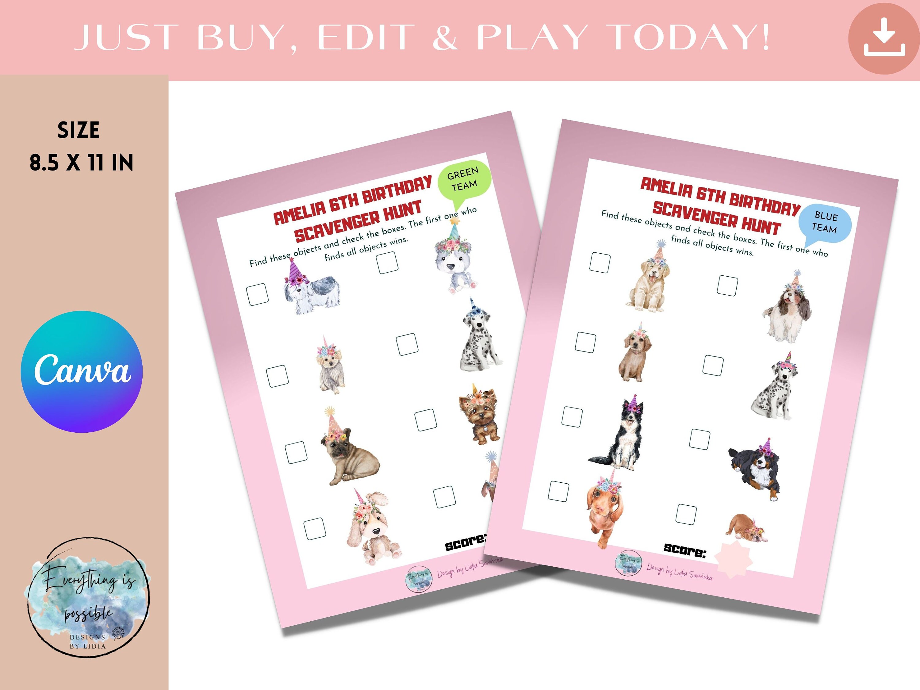 Scavenger Hunt for Kids INDOOR, Printable Party Game, Birthday Activity ...