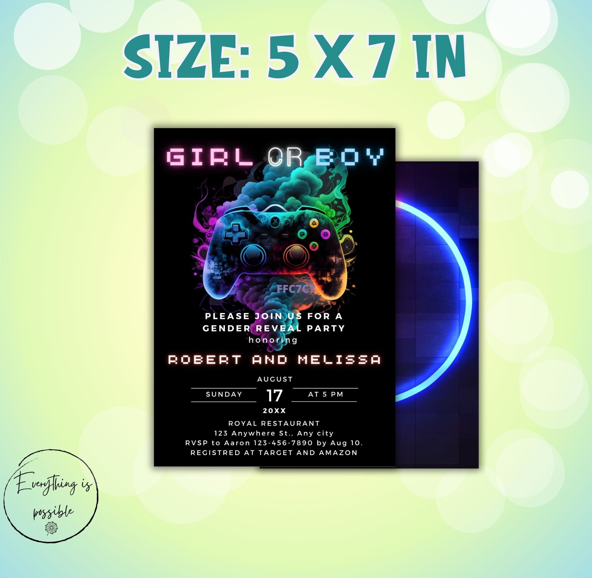 Neon Gamer Gender Reveal Invitation, Gaming Baby Shower, Boy or Girl ...