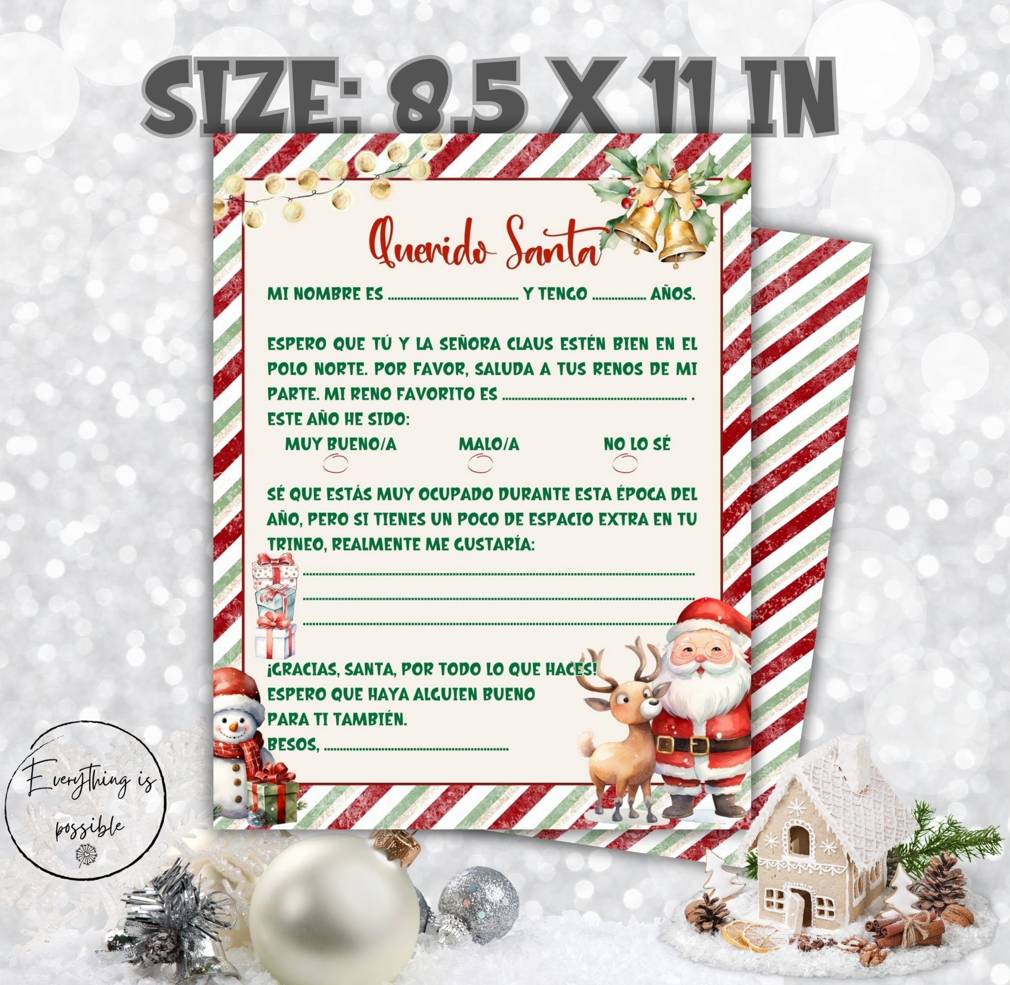 Carta a Santa Para Imprimir Santa Letter in Spanish Santa - Etsy Australia