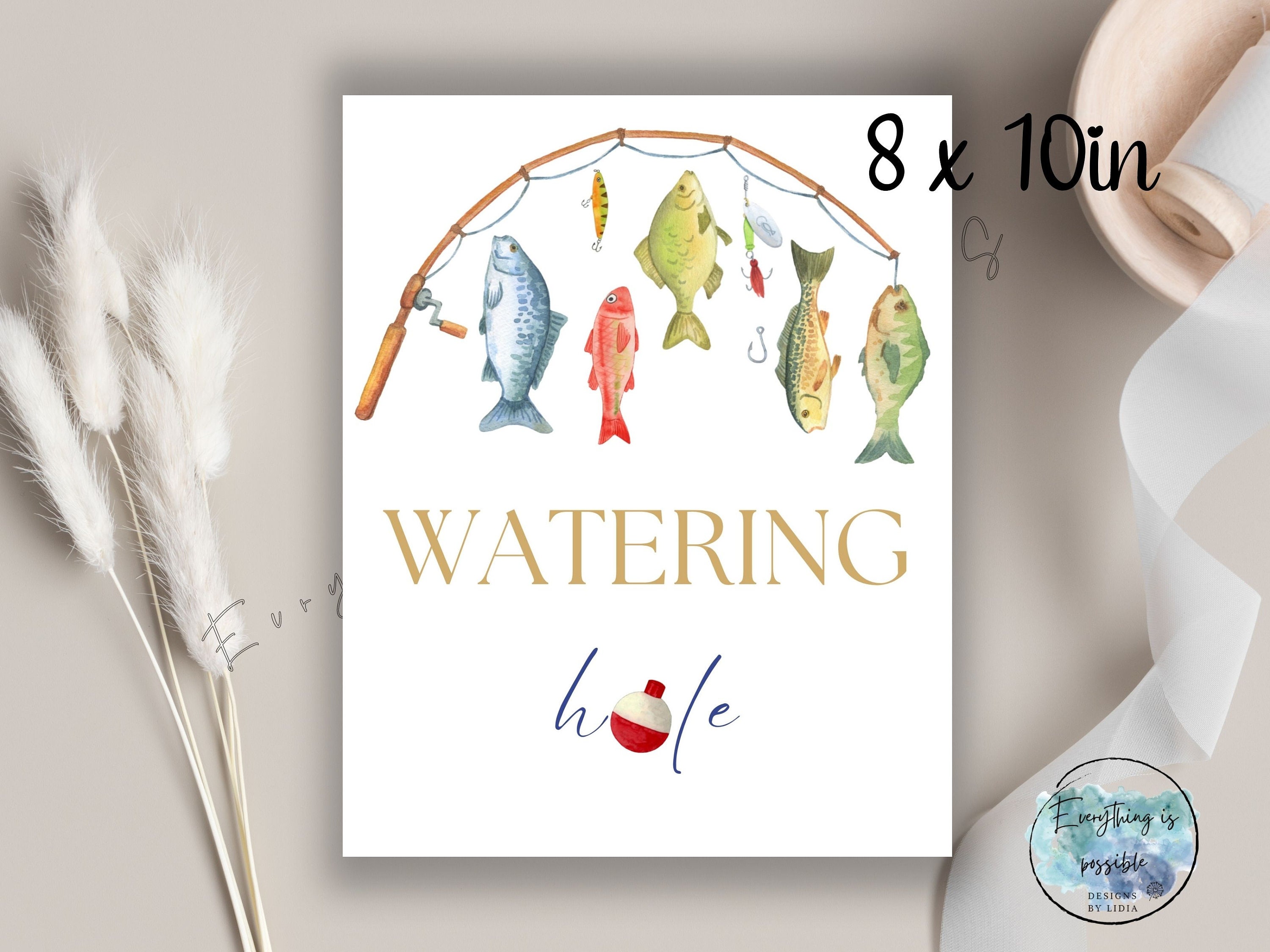 Fishing Baby Shower Bundle Sign, Favors Party Sign Fishing Birthday ...