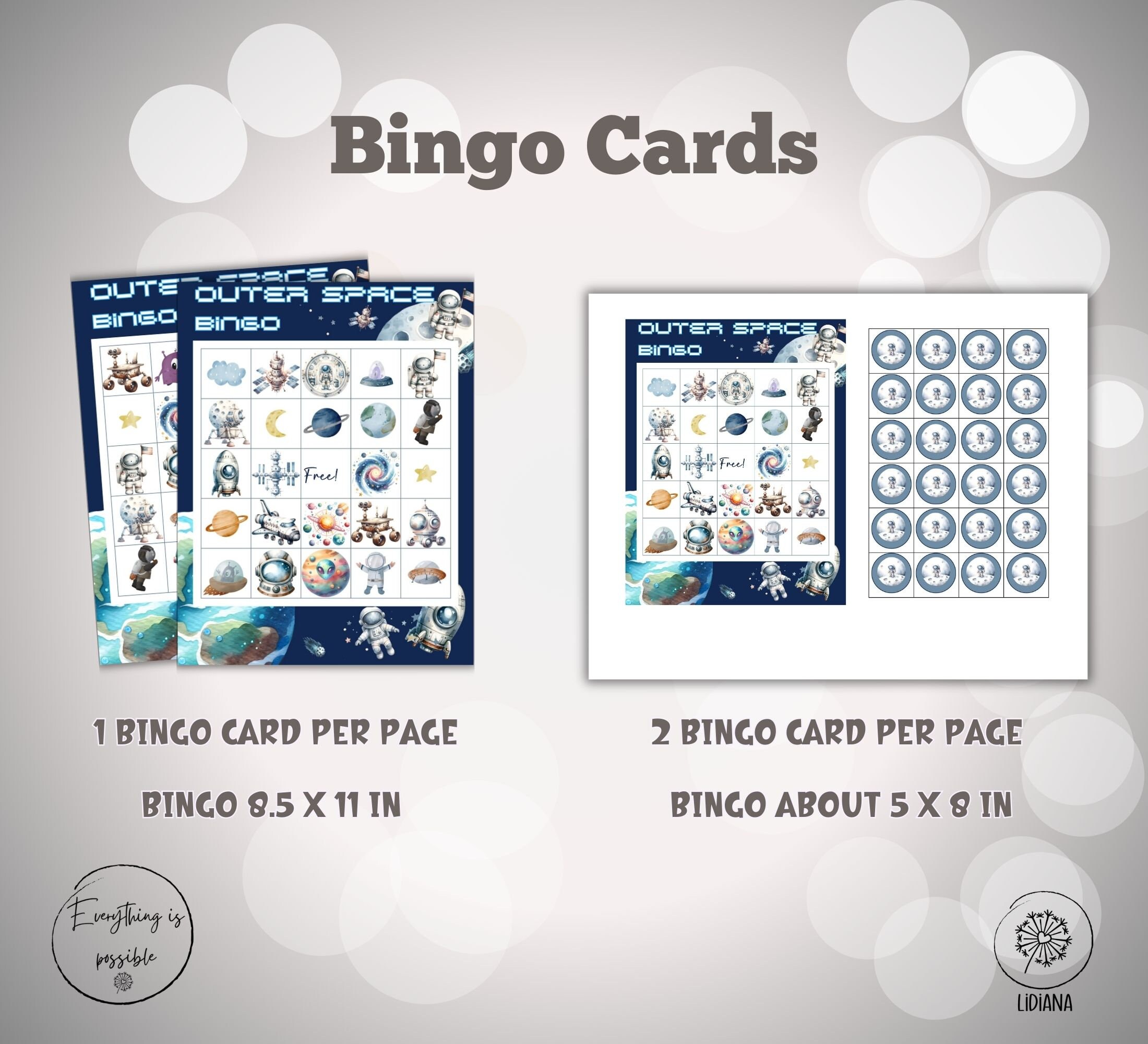 Outer Space Bingo, Solar System Bingo, Set of 20 Boards Instant ...