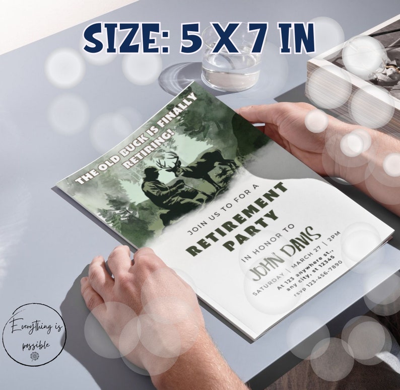 Hunting Retirement Party Invitation: Deer Forest, Editable Template ...