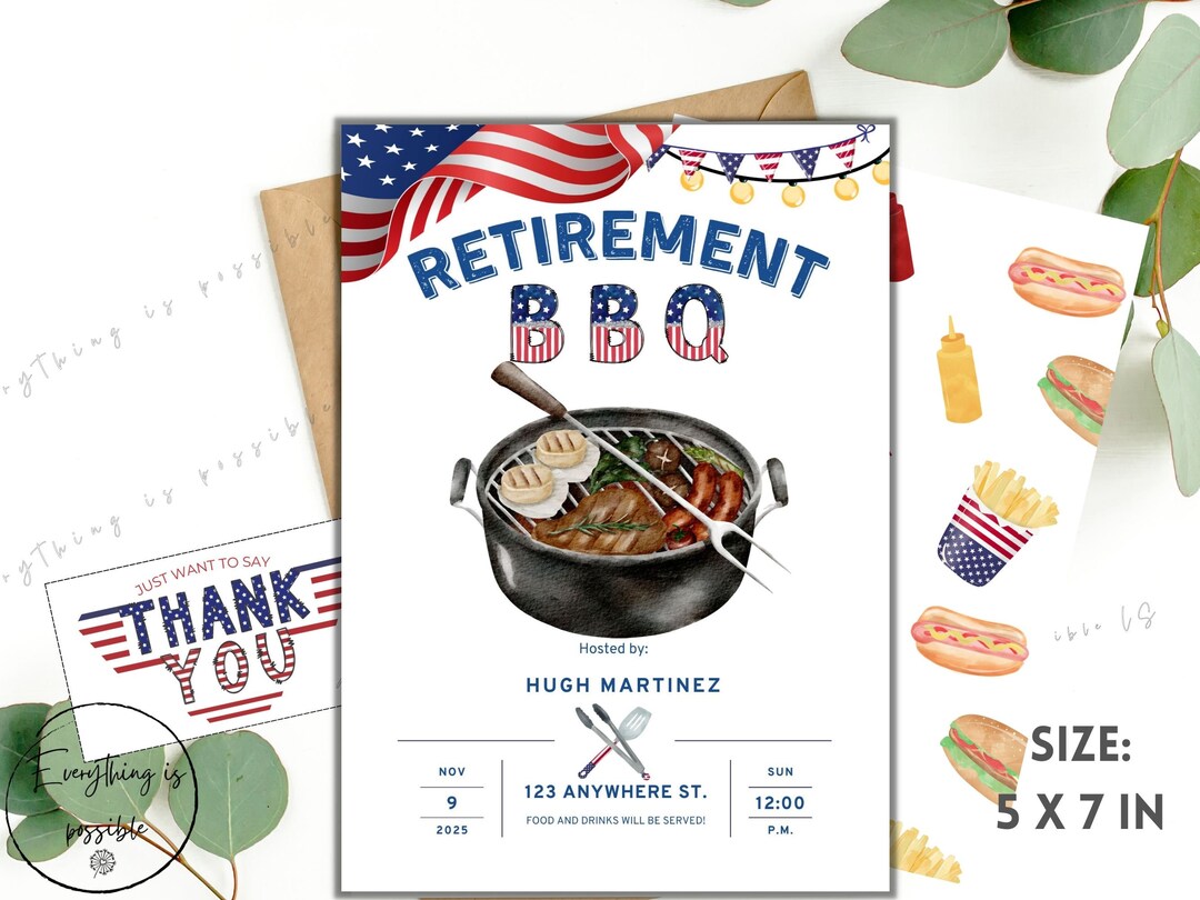 Retirement Ceremony BBQ Invitation, Digital Download Retirement BBQ ...