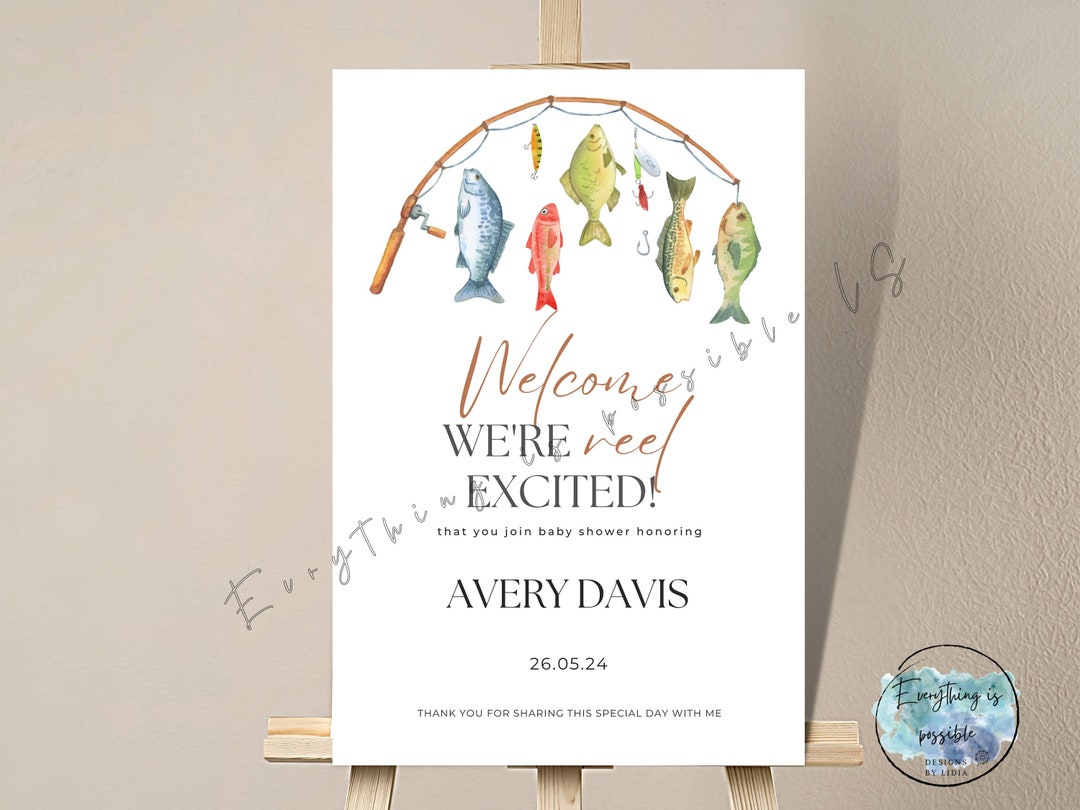 Fishing Baby Shower Welcome Sign: Reel Excited (digital Download) - Etsy