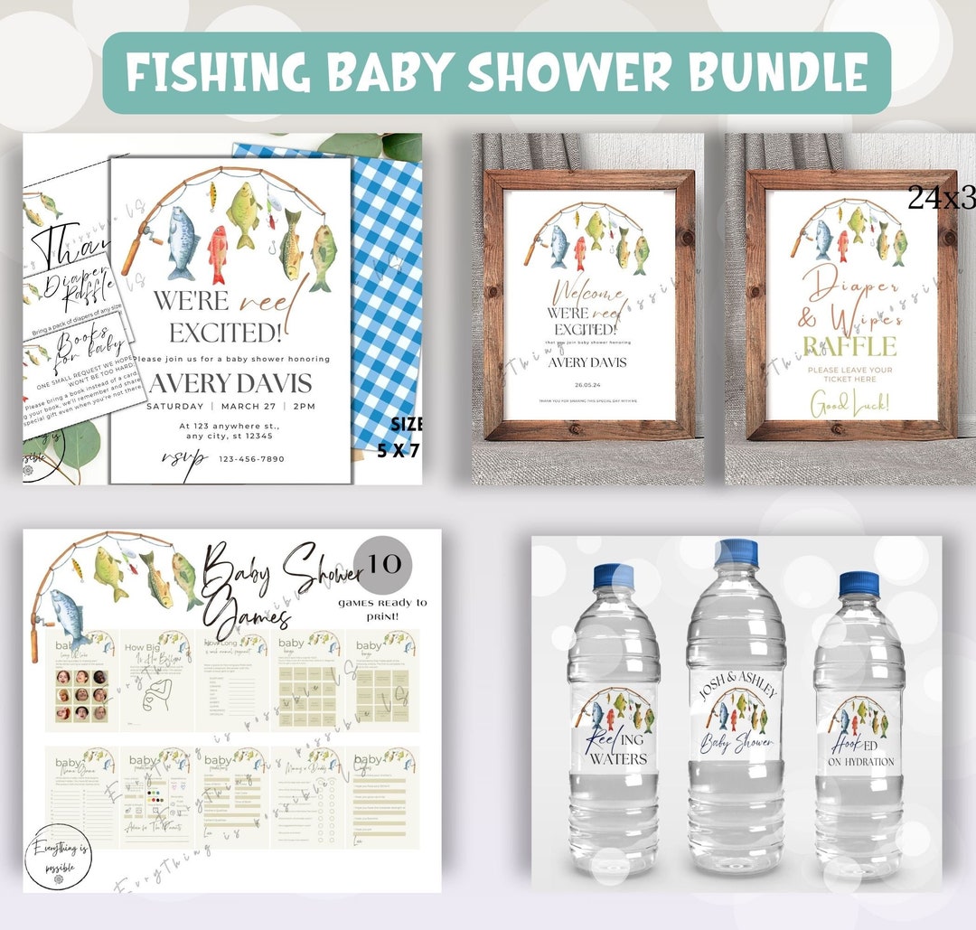 Fishing Baby Shower Decoration Bundle: Editable Templates (digital ...