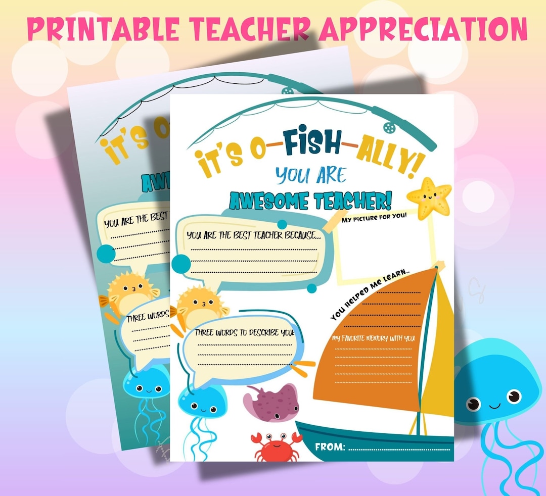 Printable Teacher Appreciation Gift, Fisherman Teacher Appreciation ...