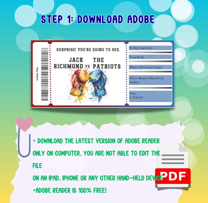 Surprise Boxing Ticket Template for Christmas Gift, Customizable and ...